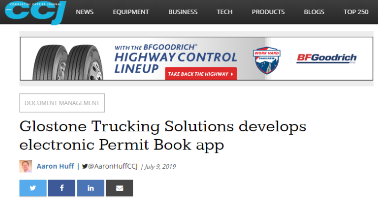 CCJ Article: Glostone Trucking Solutions develops electronic Permit ...